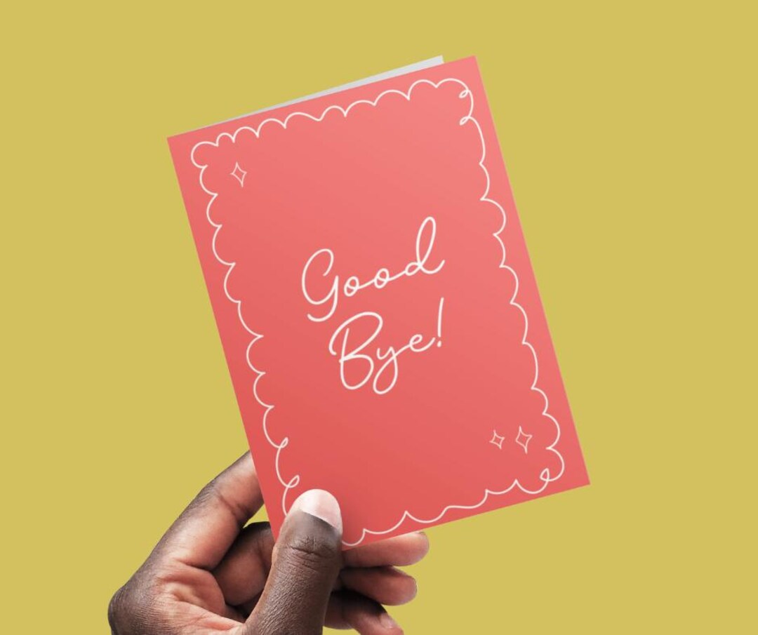 Simple Goodbye Card – Minimalist Red Farewell Card – Blank Inside ...