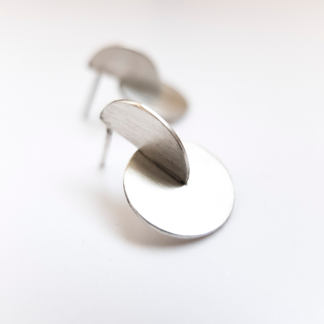 Geometric Matte Sterling Silver Earrings, Architectural Contemporary ...