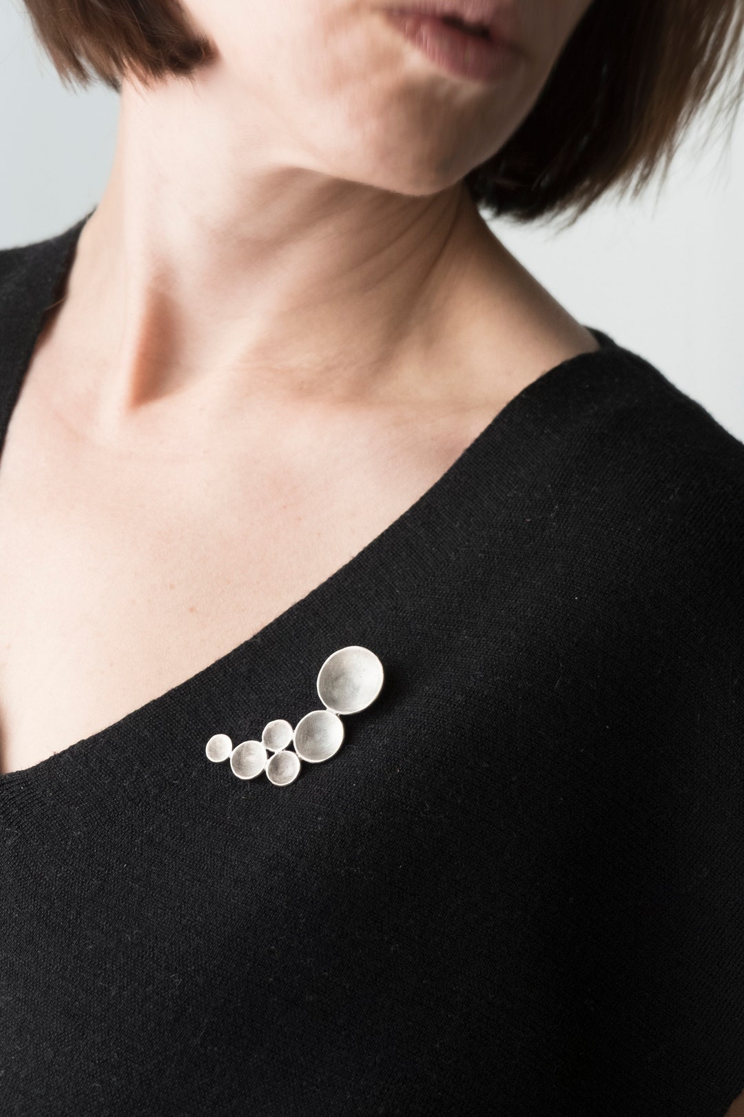Sterling Silver Brooch Pin, Minimalist Shawl Pin, Geometric ...