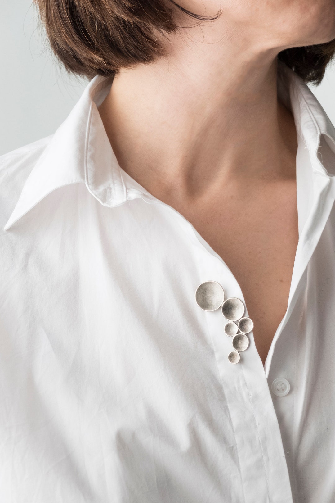 Statement Brosche, Silber Brosche, Abstrakter architektonischer Schmuck ...