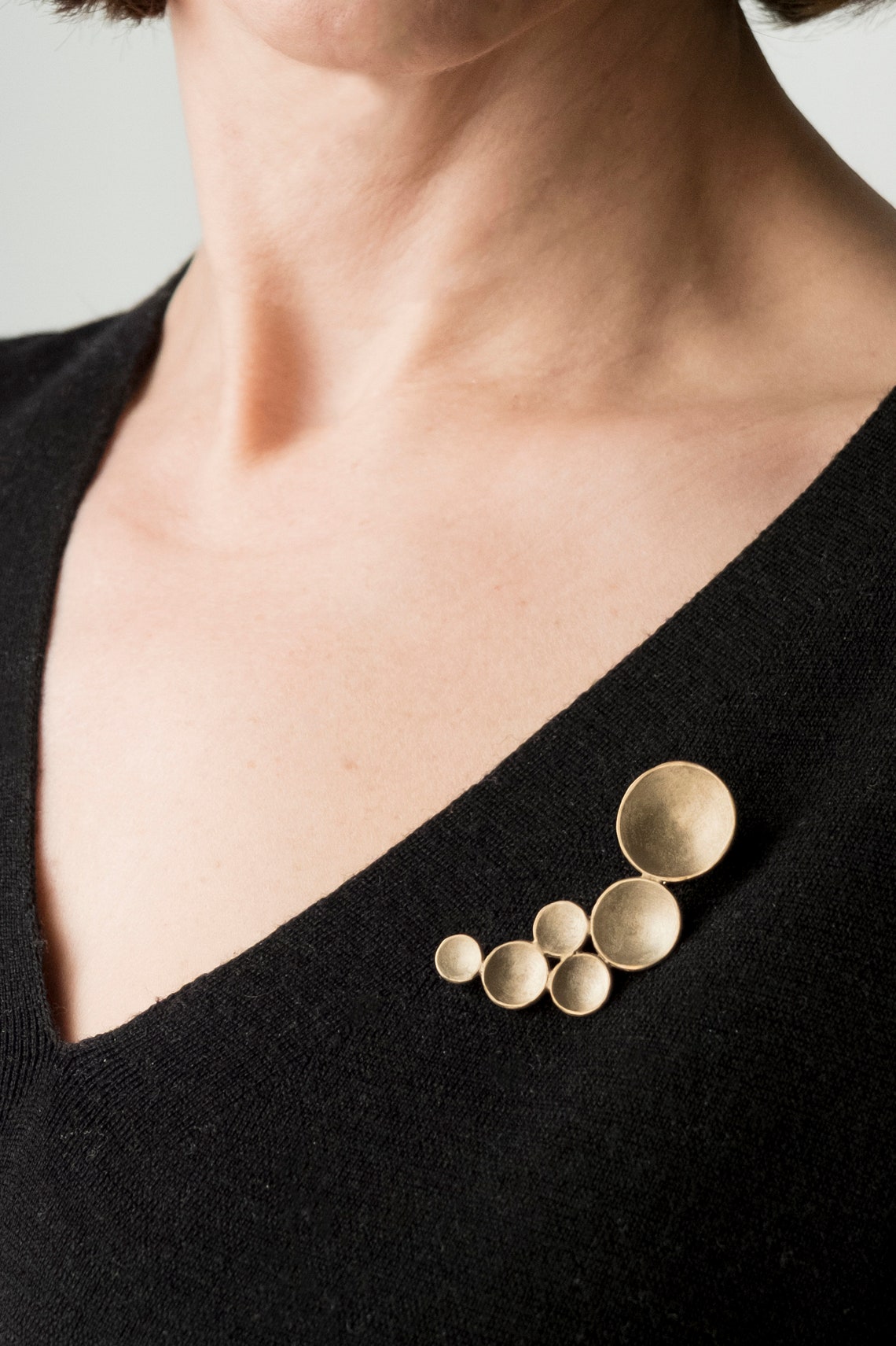 Asymmetrical Golden Brass Brooch Statement Accessory for - Etsy