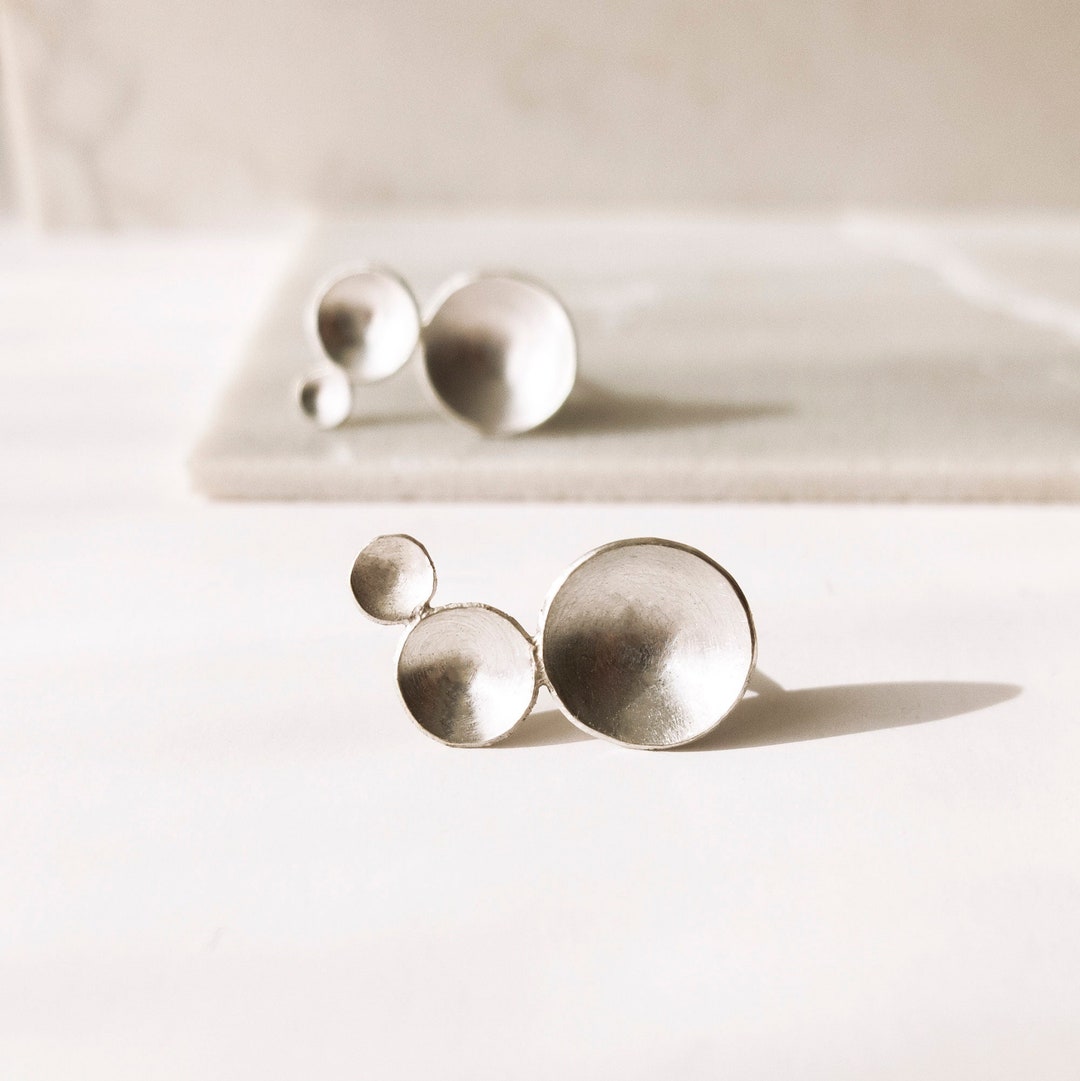 Abstract Silver Earrings, Unusual Asymmetrical Earrings, Modern ...