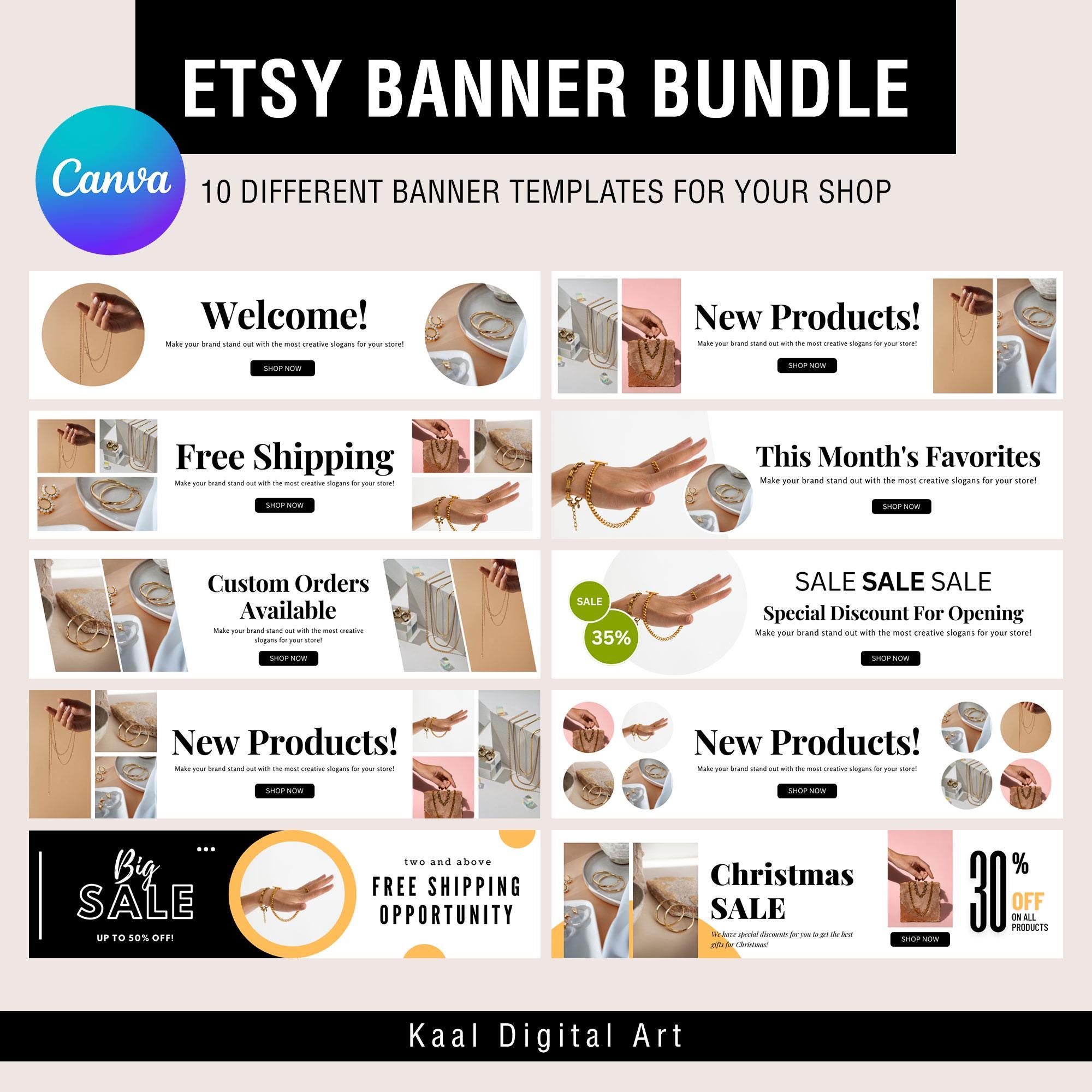 Etsy Banner 10 Bundle, Etsy Shop Banner Mockups, Editable Etsy Banner ...
