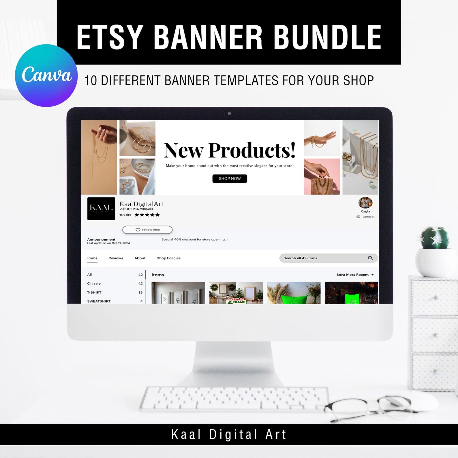 Etsy Banner 10 Bundle, Etsy Shop Banner Mockups, Editable Etsy Banner ...