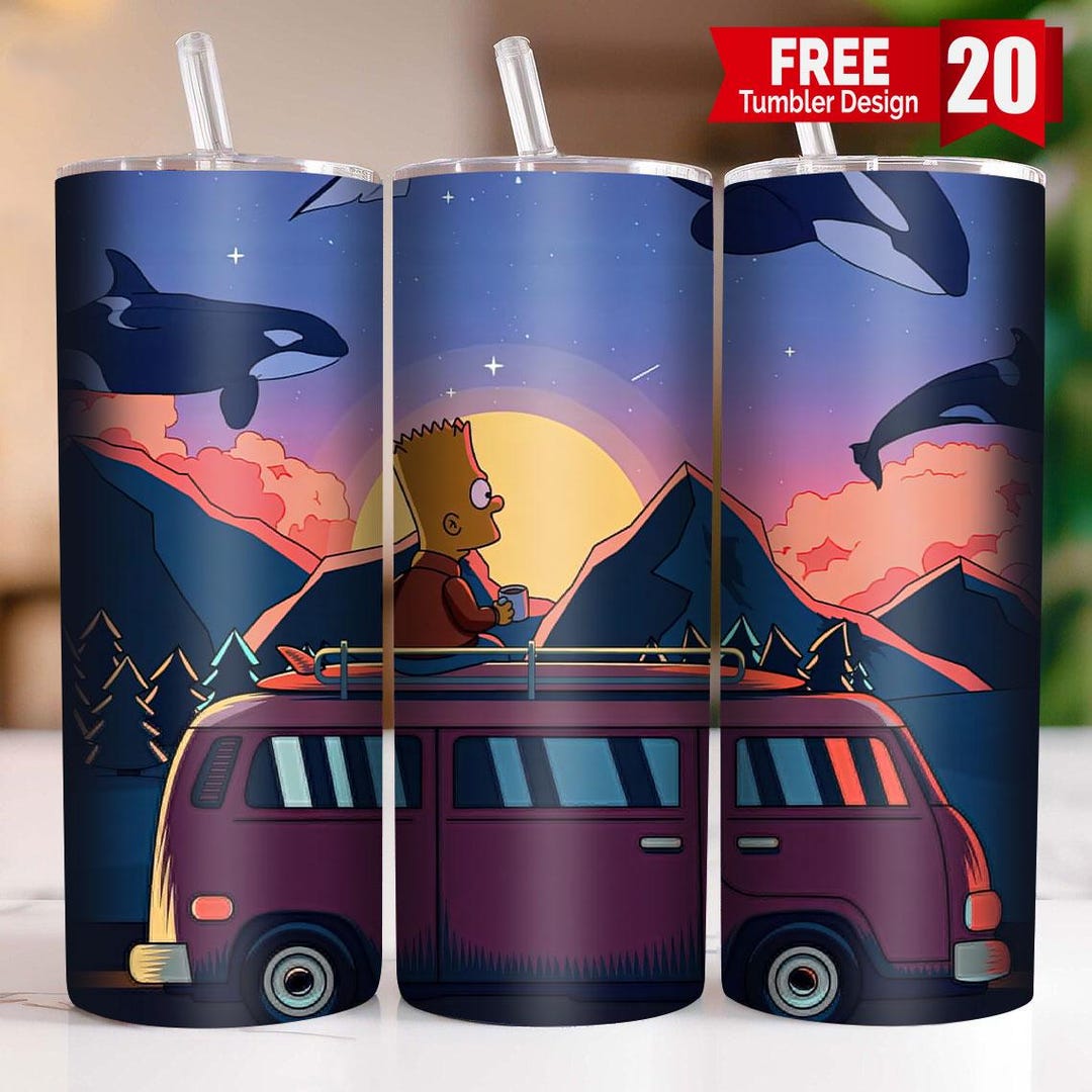 Simpsons Tumbler Wrap, Colorful Simpsons Sublimation Design 20 Oz ...