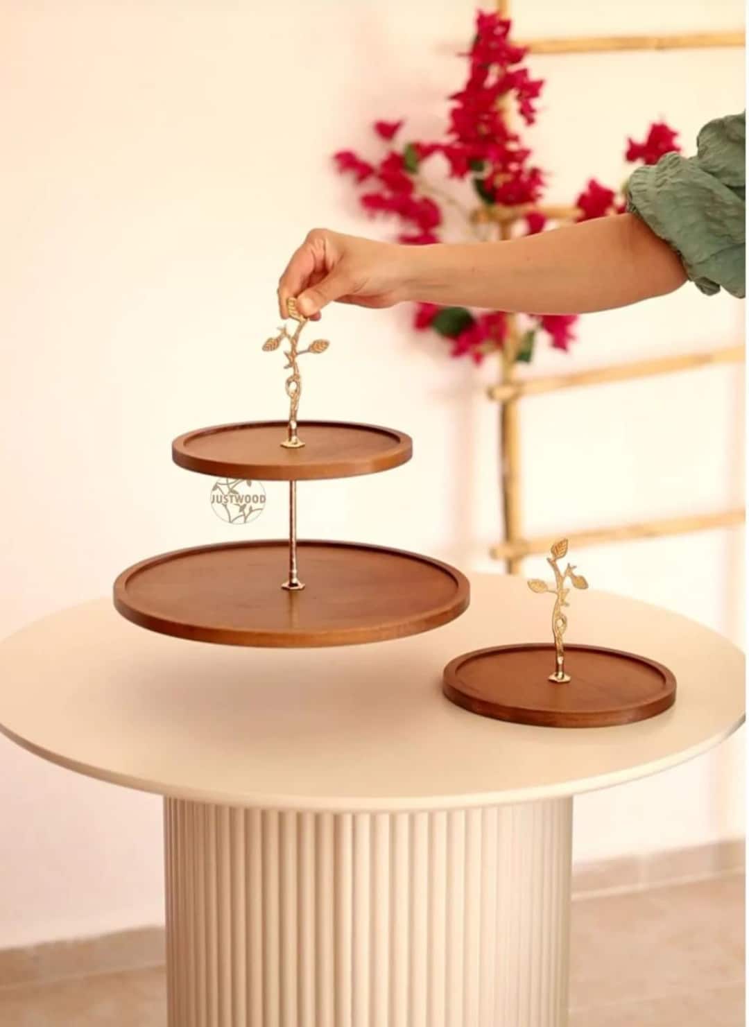 Two Tier Wooden Plate Wooden Plate Set Wooden Serving Plate Handmade ...