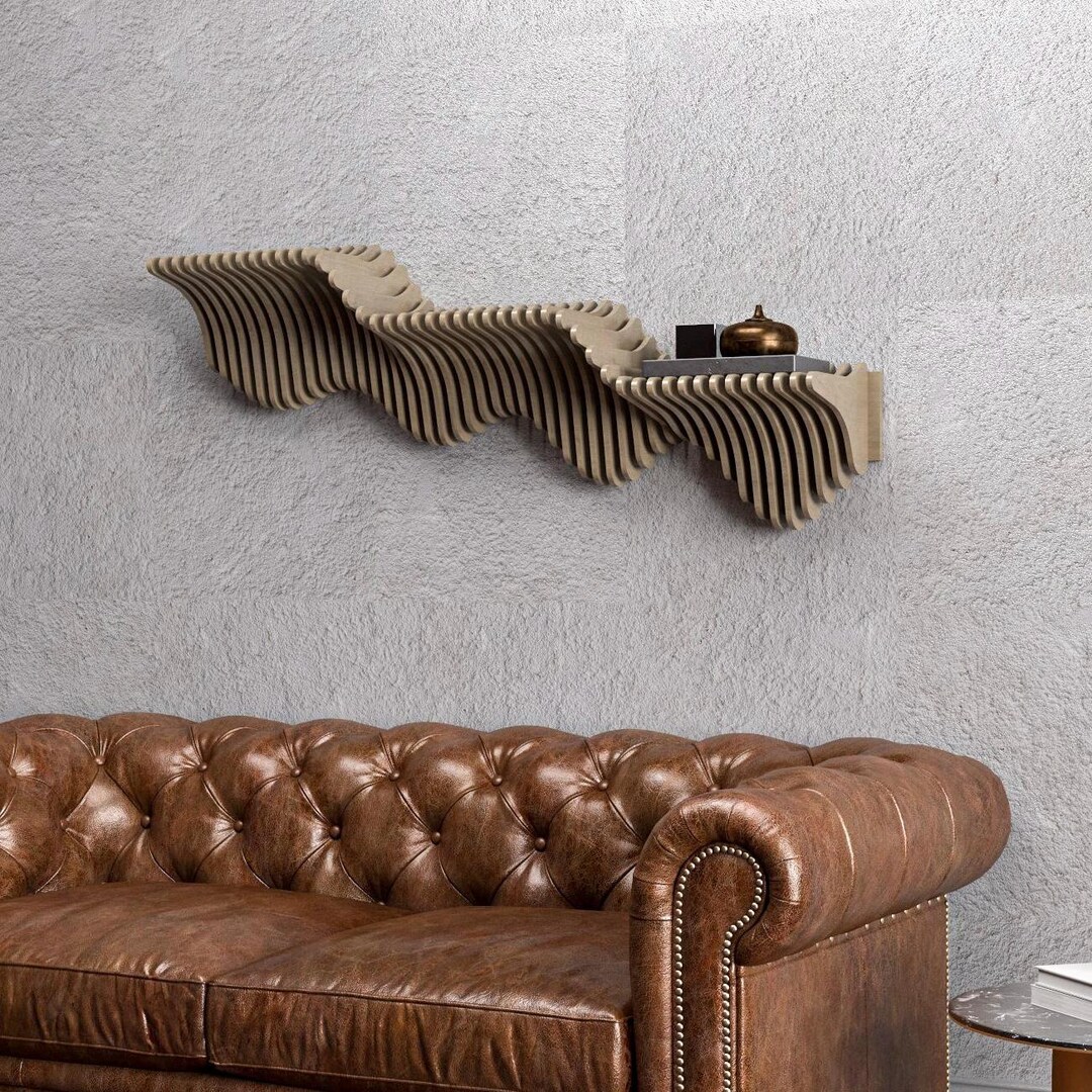 Modern Wavy Wood Wall Shelf: Parametric 3-level Design - Etsy