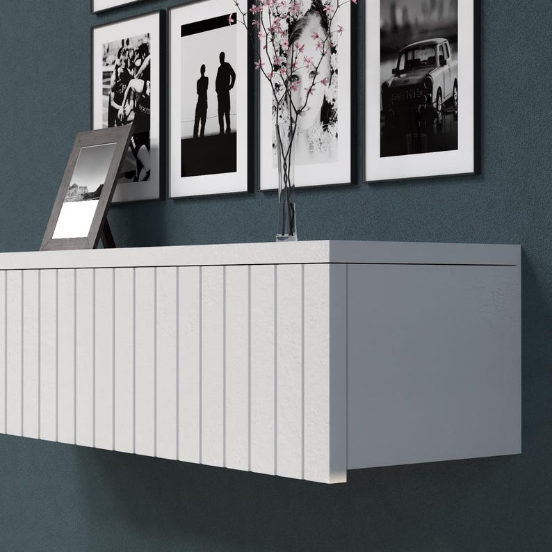 Fluted Floating Console Table: Modern Entryway Shelf, Makeup Vanity - Etsy