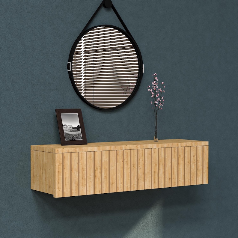 Fluted Floating Console Table: Modern Entryway Shelf, Makeup Vanity - Etsy