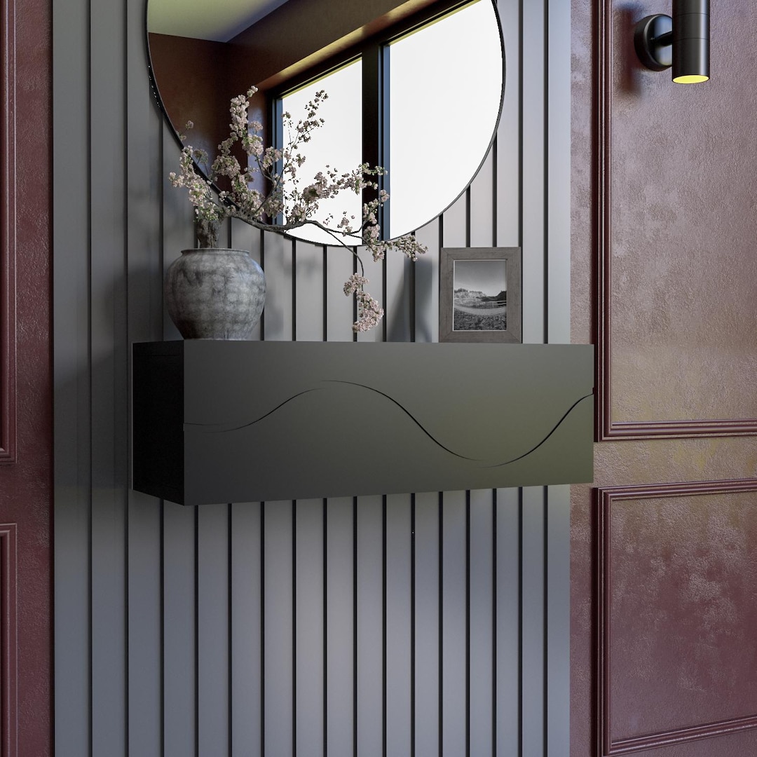 Floating Wall Console Shelf | Minimal Modern MDF Entryway | Custom Size ...
