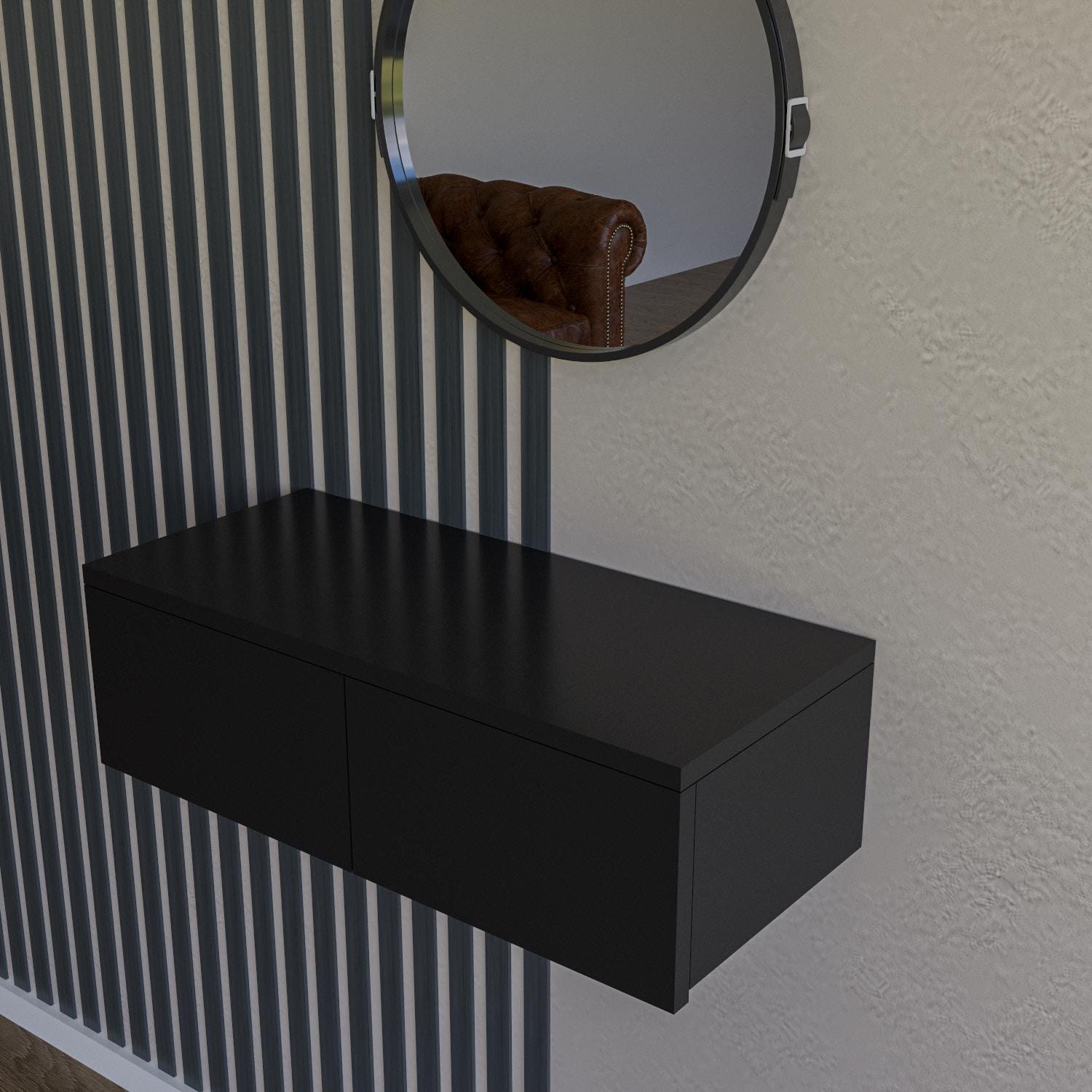 Floating Console Table: Modern Entryway Shelf, Makeup Vanity, Wooden ...