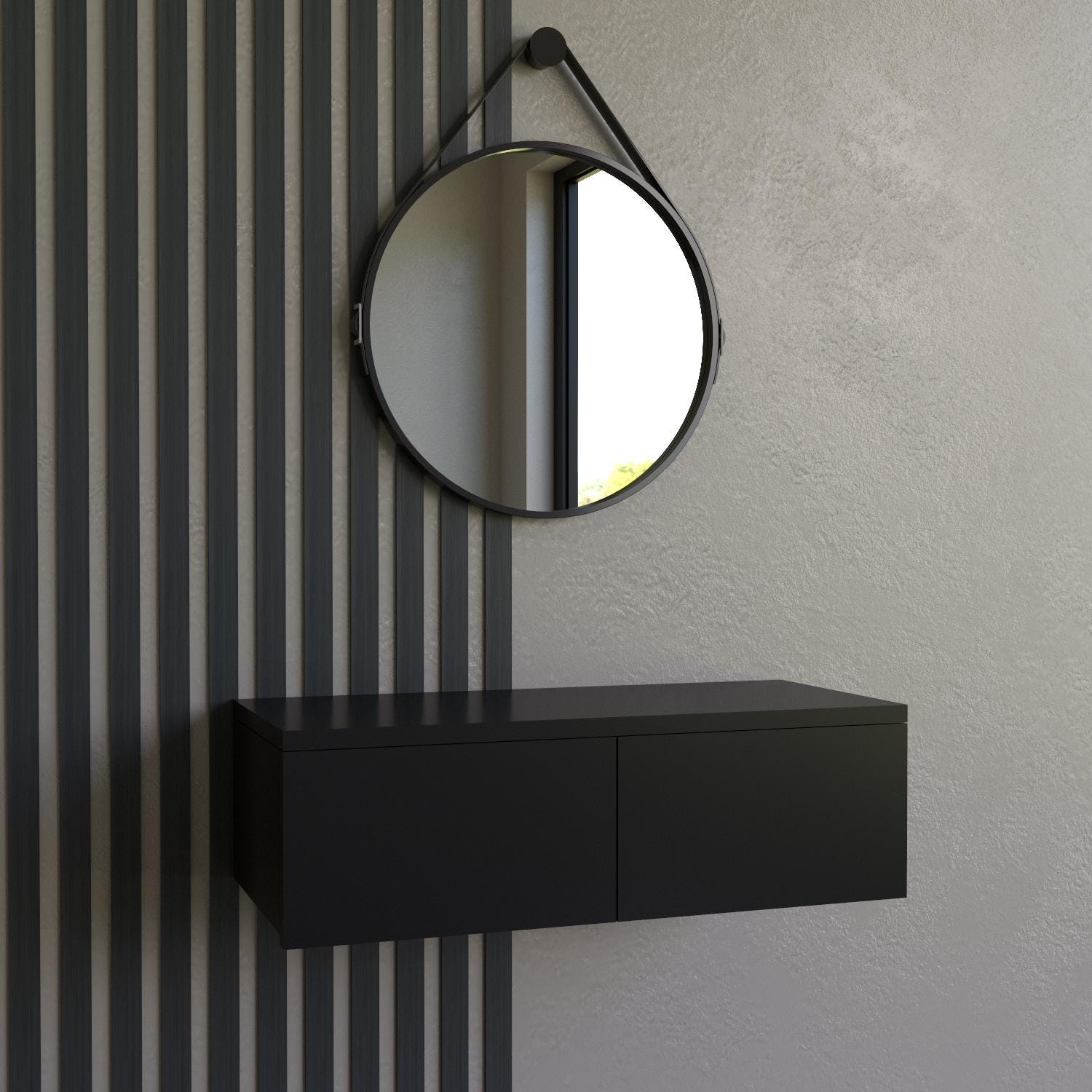 Floating Console Table: Modern Entryway Shelf, Makeup Vanity, Wooden ...