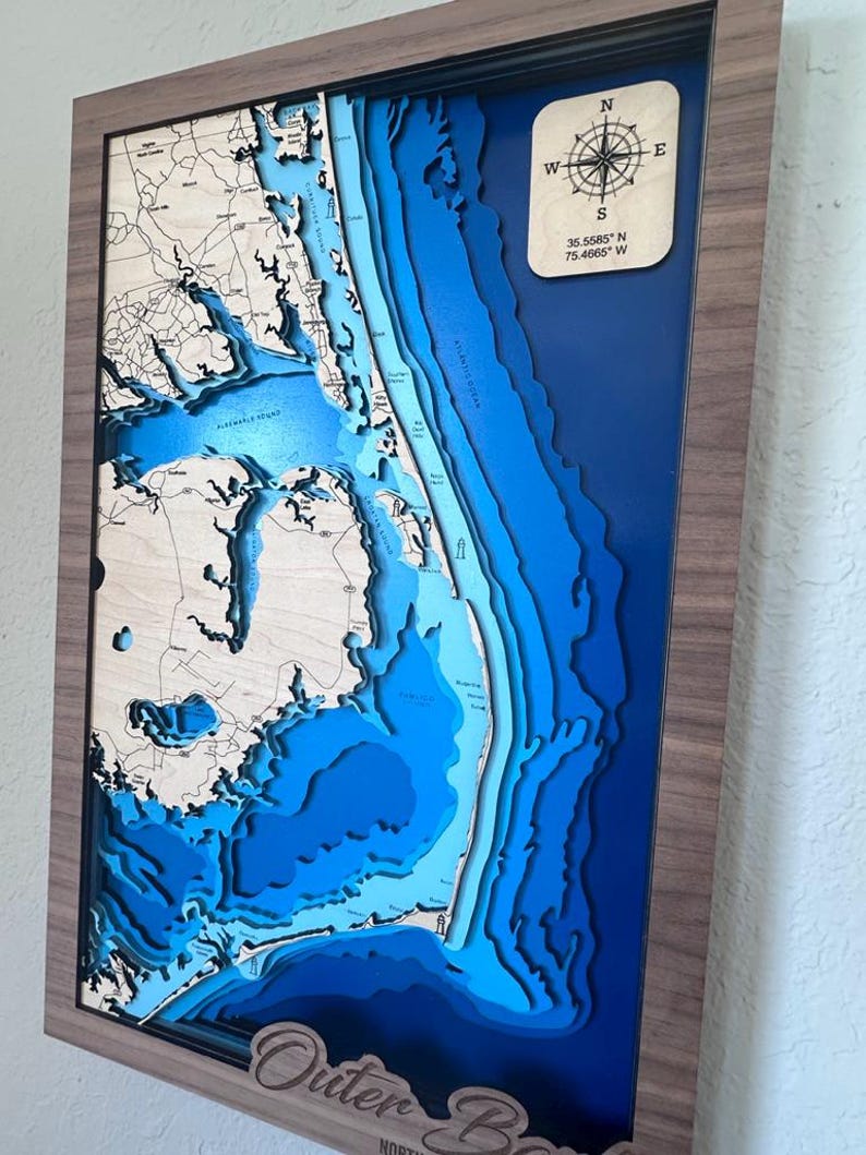 Outer Banks Topographic Map - Etsy