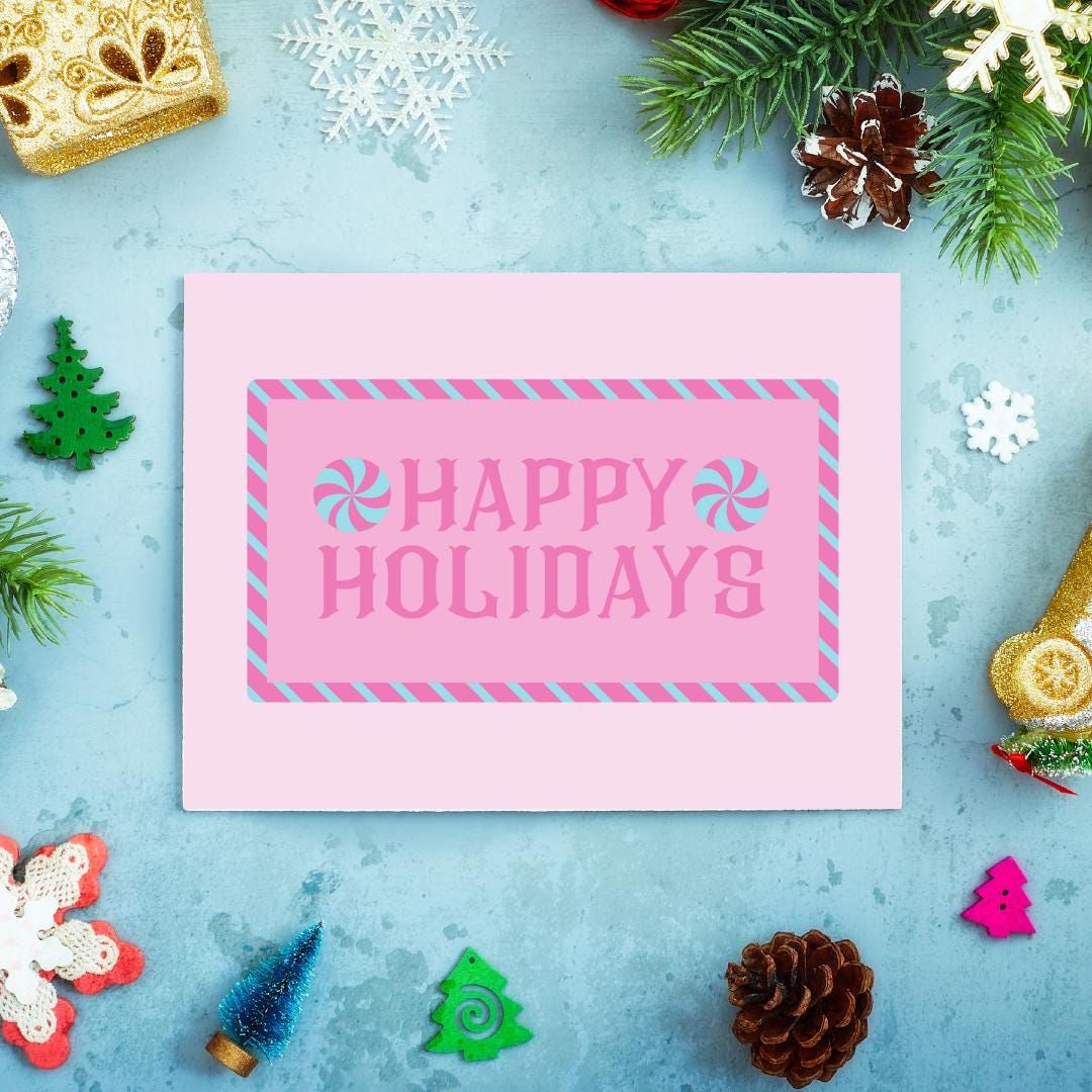 Printable Holiday Candy Greeting Card - Etsy
