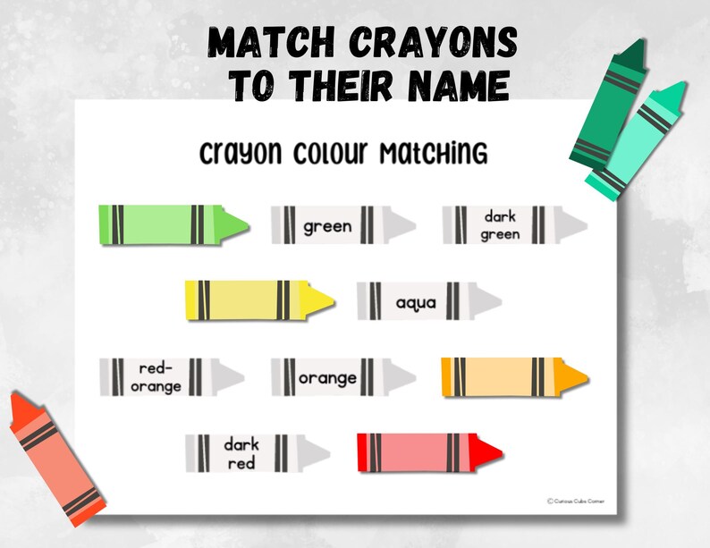 Crayon Color Sort, Printable Colour Matching Activity, Busy Book, File ...