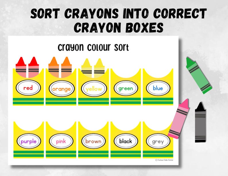 Crayon Color Sort, Printable Colour Matching Activity, Busy Book, File ...