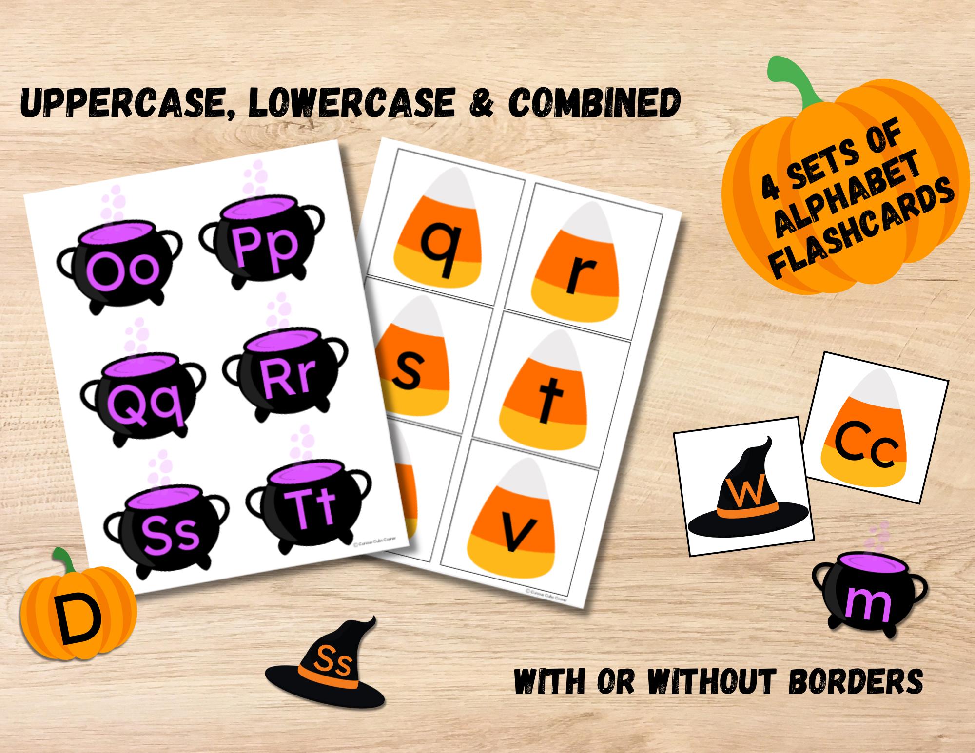 Halloween Alphabet Flashcards, October ABC Cards, Printable Learning ...