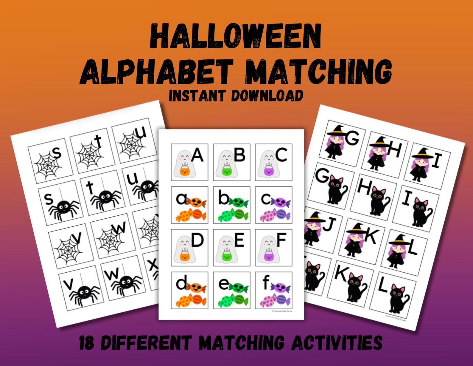 Halloween Alphabet Matching, Printable Uppercase Lowercase Letter ...