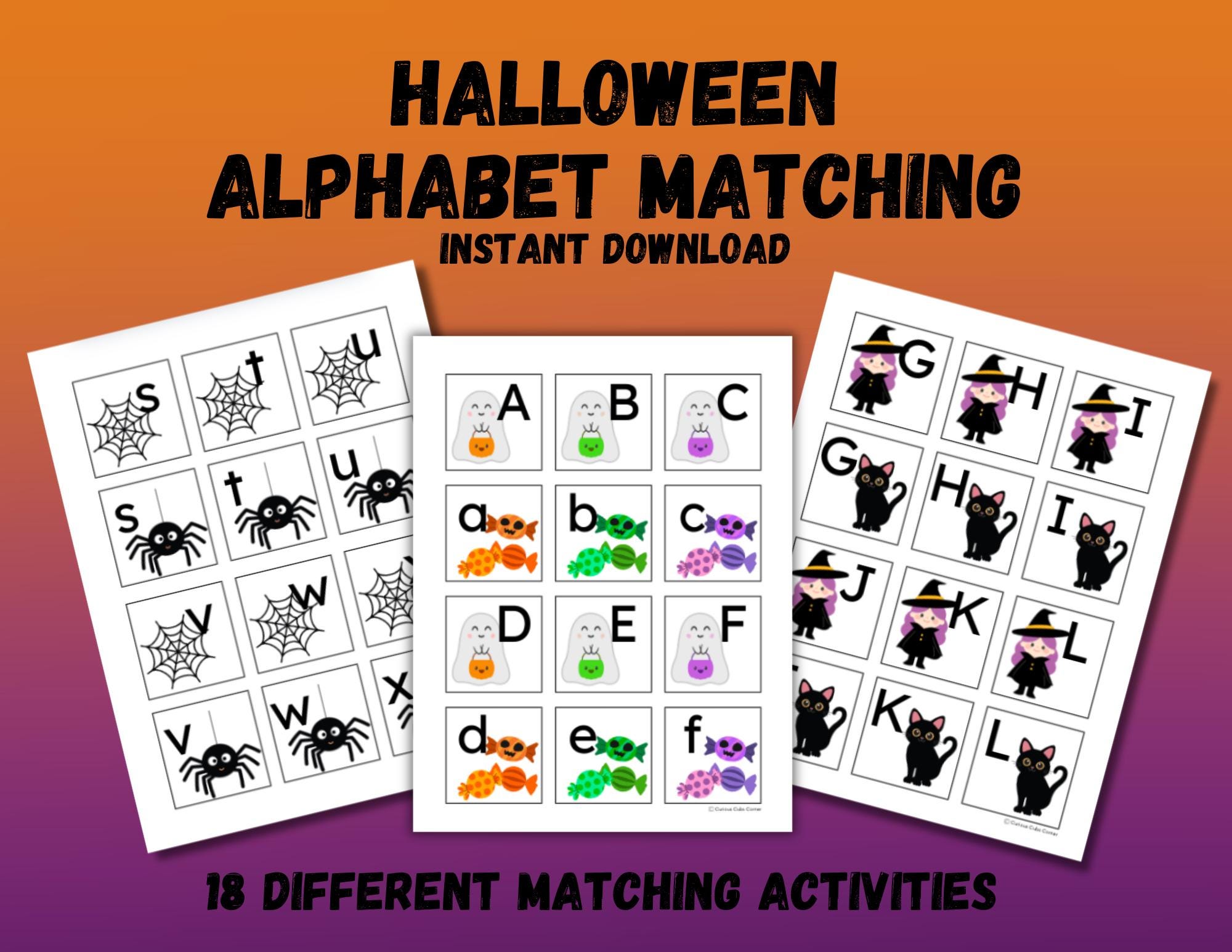 Halloween Alphabet Matching, Printable Uppercase Lowercase Letter ...