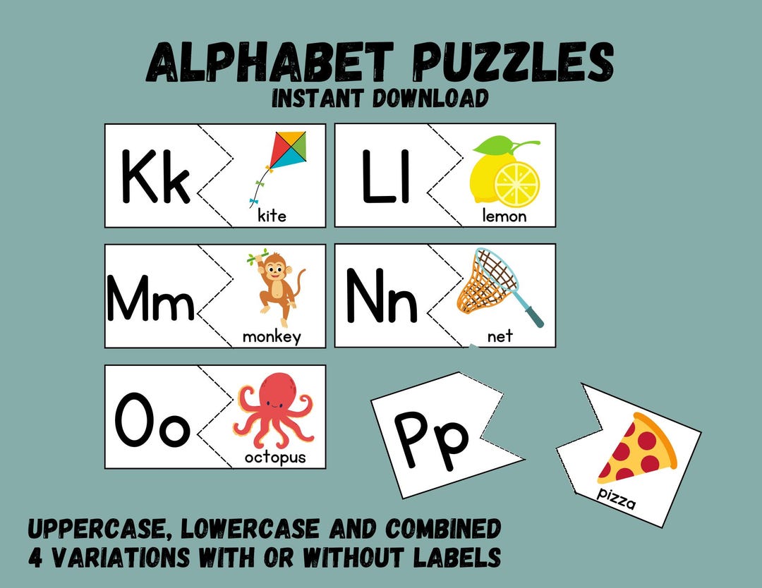 Alphabet Matching Puzzles, Printable ABC Activity, Uppercase Lowercase ...