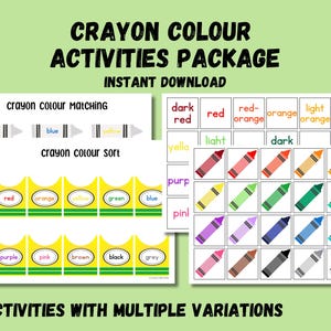 Crayon Color Sort, Printable Colour Matching Activity, Busy Book, File ...