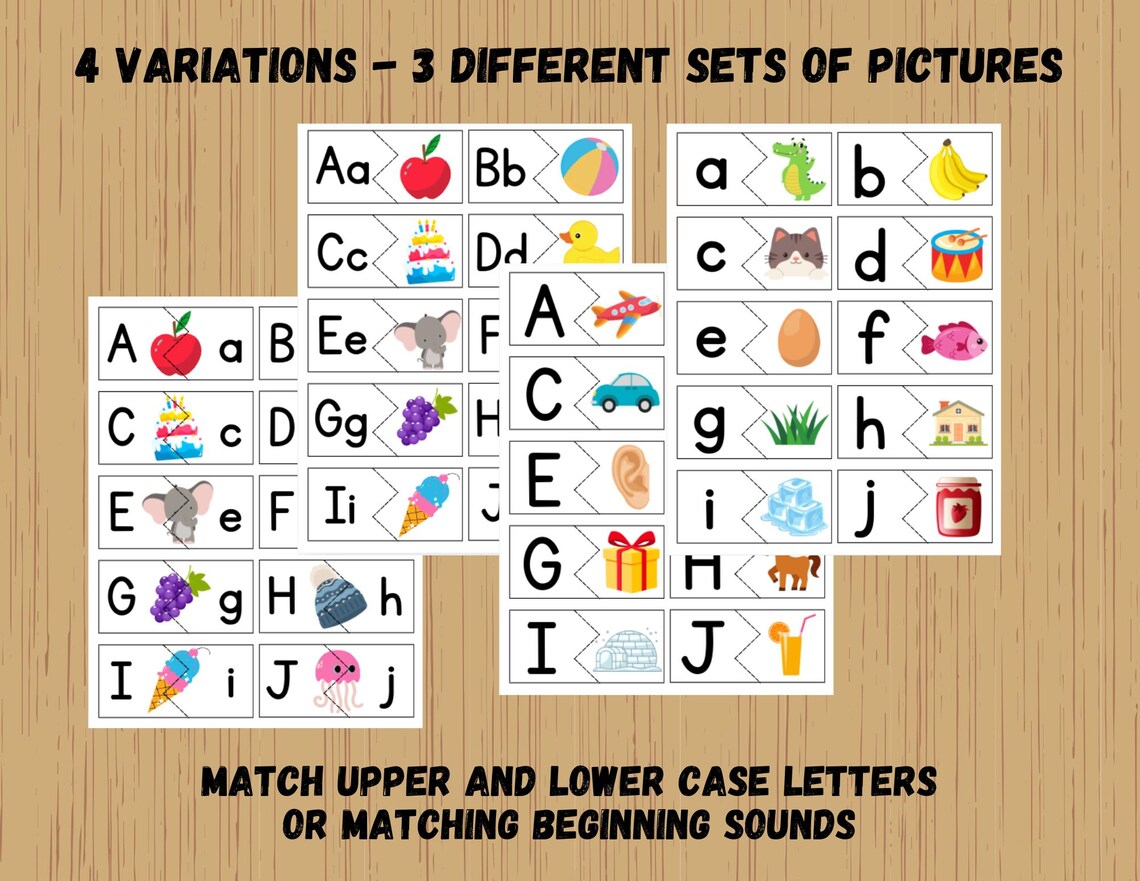 Alphabet Matching Puzzles, Printable ABC Activity, Uppercase Lowercase ...