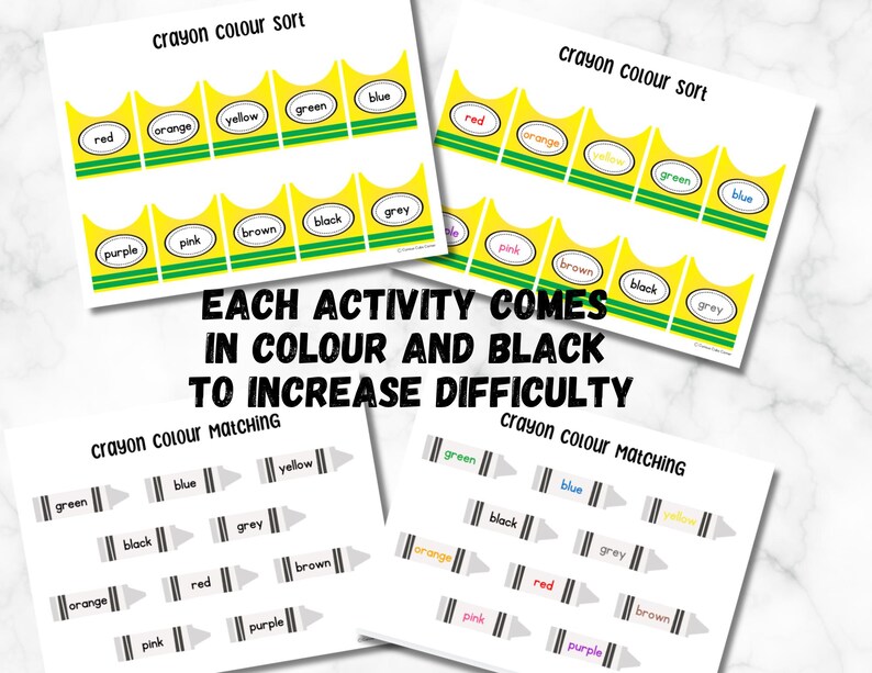 Crayon Color Sort, Printable Colour Matching Activity, Busy Book, File ...