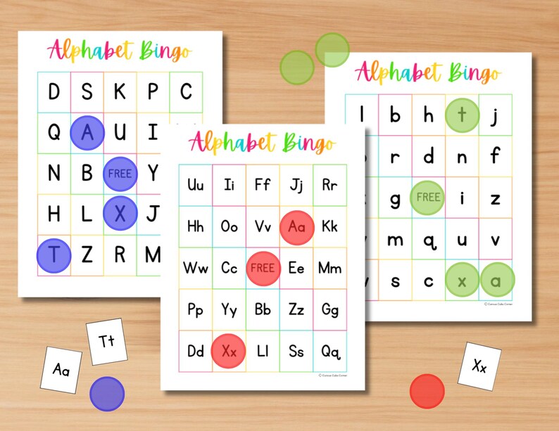 Rainbow Alphabet Bingo, 50 Printable Game Cards, Learn Uppercase ...