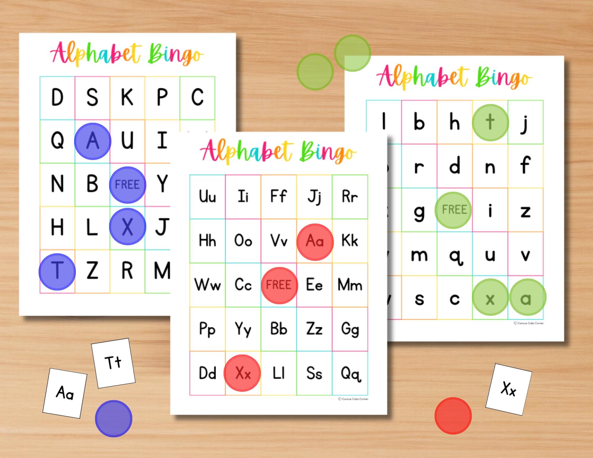 Rainbow Alphabet Bingo, 50 Printable Game Cards, Learn Uppercase ...