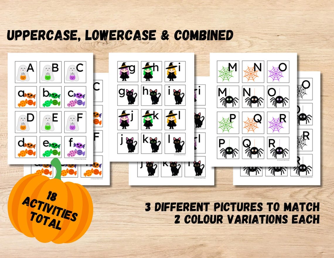 Halloween Alphabet Matching, Printable Uppercase Lowercase Letter ...