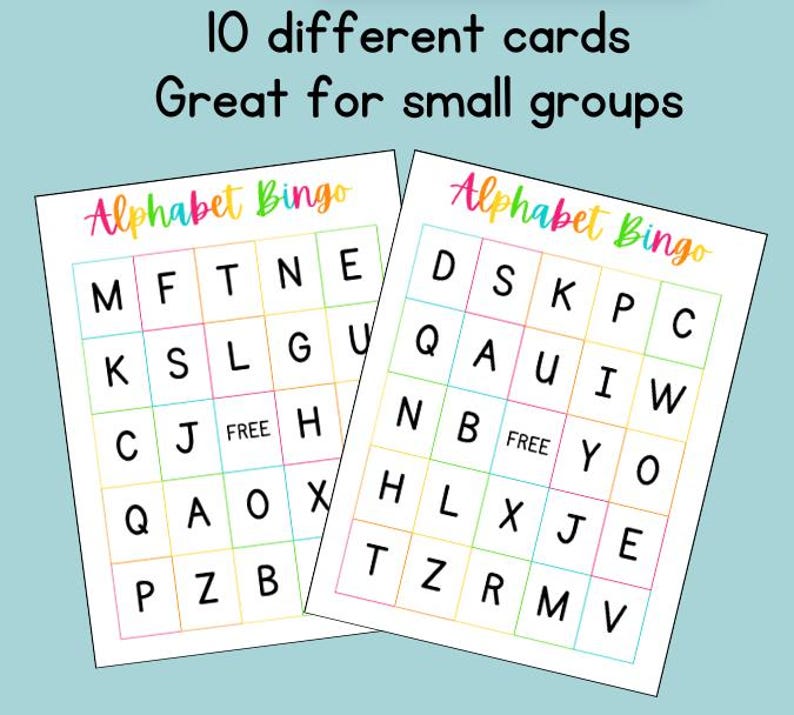 Alphabet Bingo, 10 Printable ABC Game Cards, Learn Uppercase Letters ...
