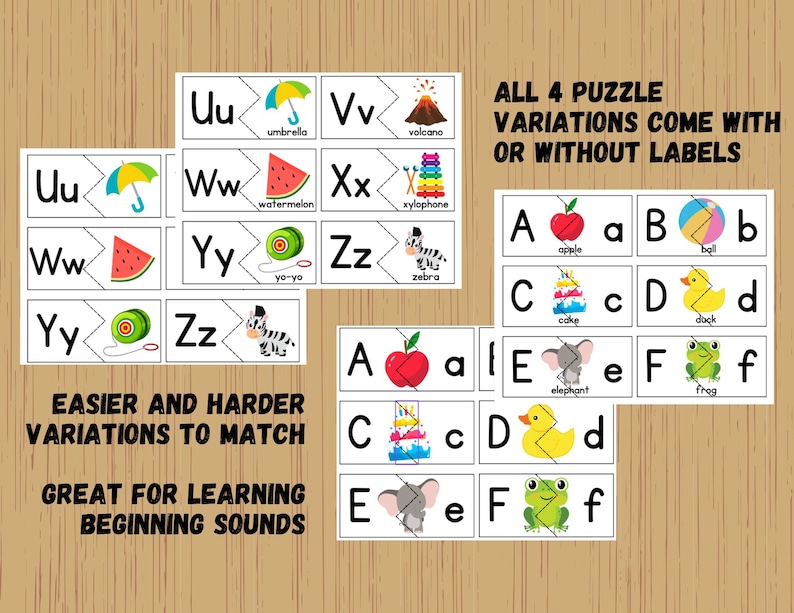 Alphabet Matching Puzzles, Printable ABC Activity, Uppercase Lowercase ...