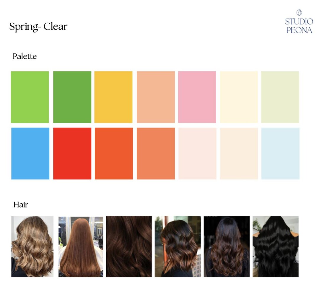 TRUE/CLEAR SPRING Colour Analysis Seasonal Type Pdf Mood Board 12 Type ...