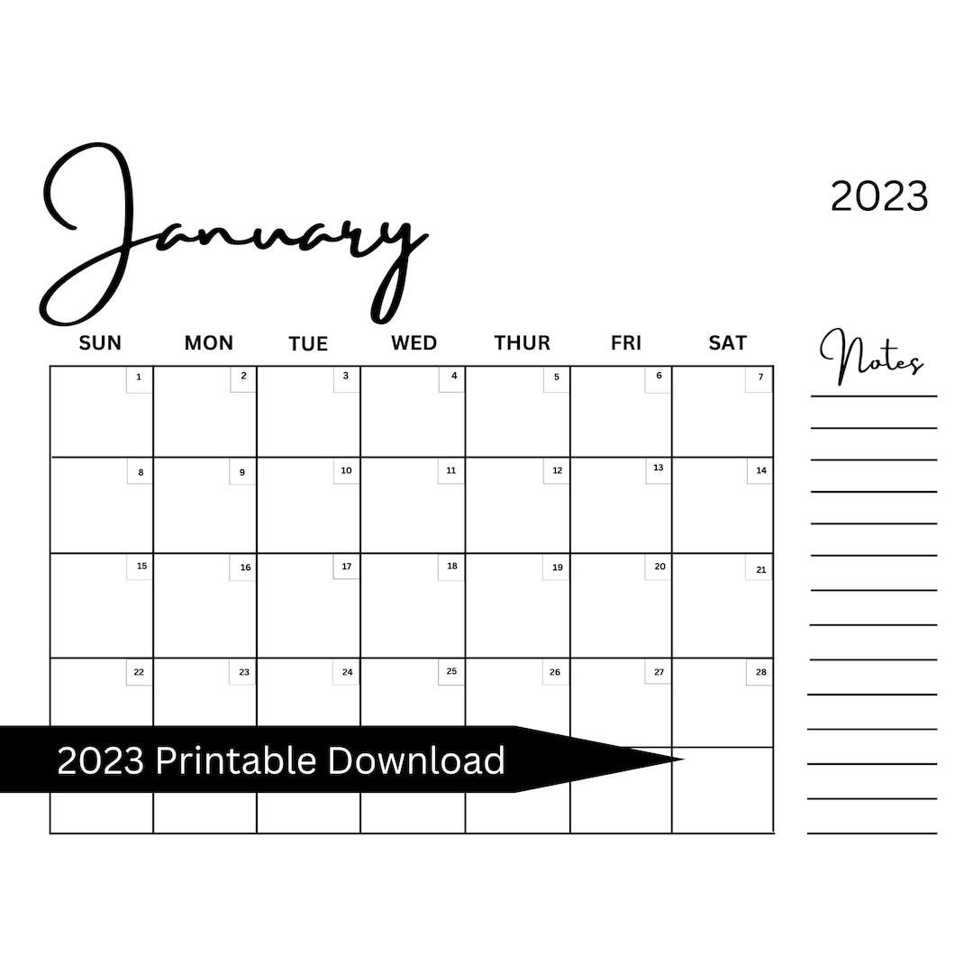 2023 Monthly Calendar 11 X 8.5 Printable instant Download - Etsy