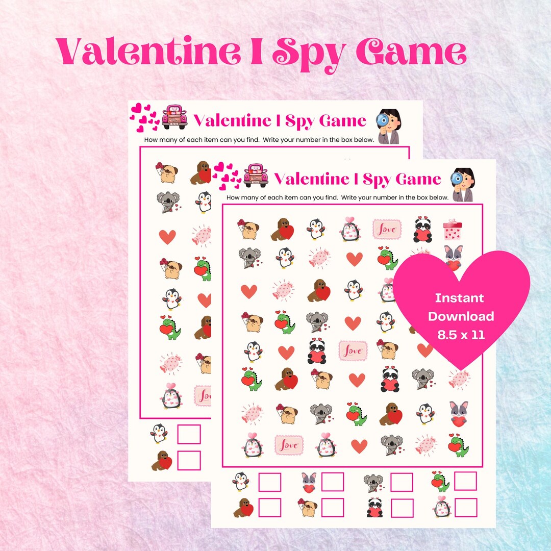 Valentine's Day I Spy Game | Valentine's Party Games | Valentines Day ...