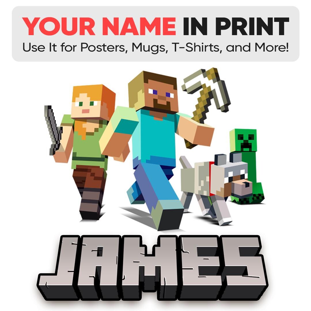 Custom Name Minecraft Print Digital Download, Minecraft Print, Mug ...