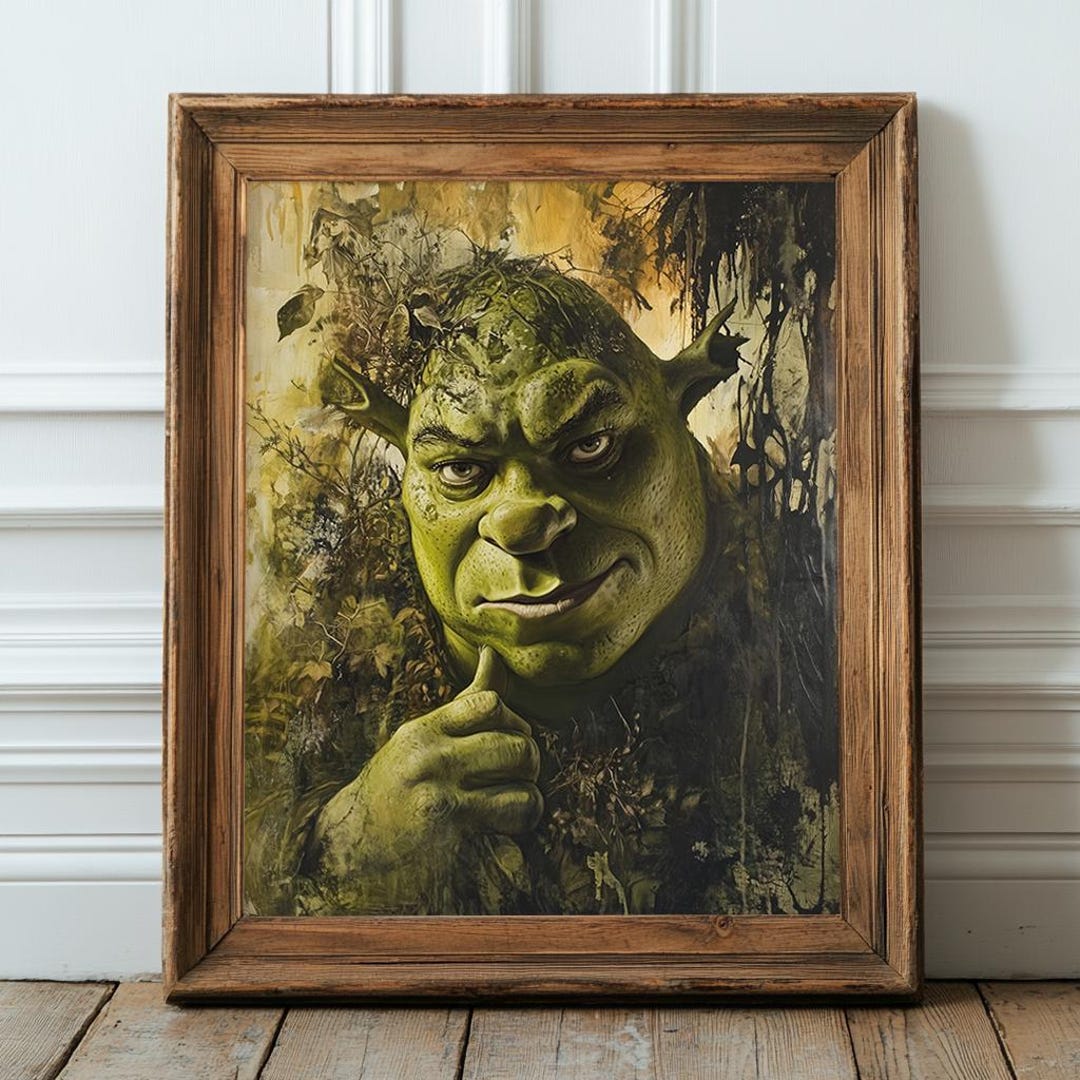 Thoughtful Shrek - Digital Print Poster, Shrek Art, Shrek Poster, Shrek ...
