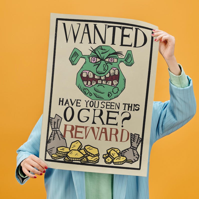 Shrek Wanted Poster have You Seen This Ogre Digital Print Download ...
