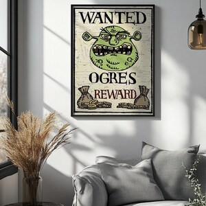Shrek Wanted Posters Set of 6 Prints - Digital Download Posters, Shrek ...