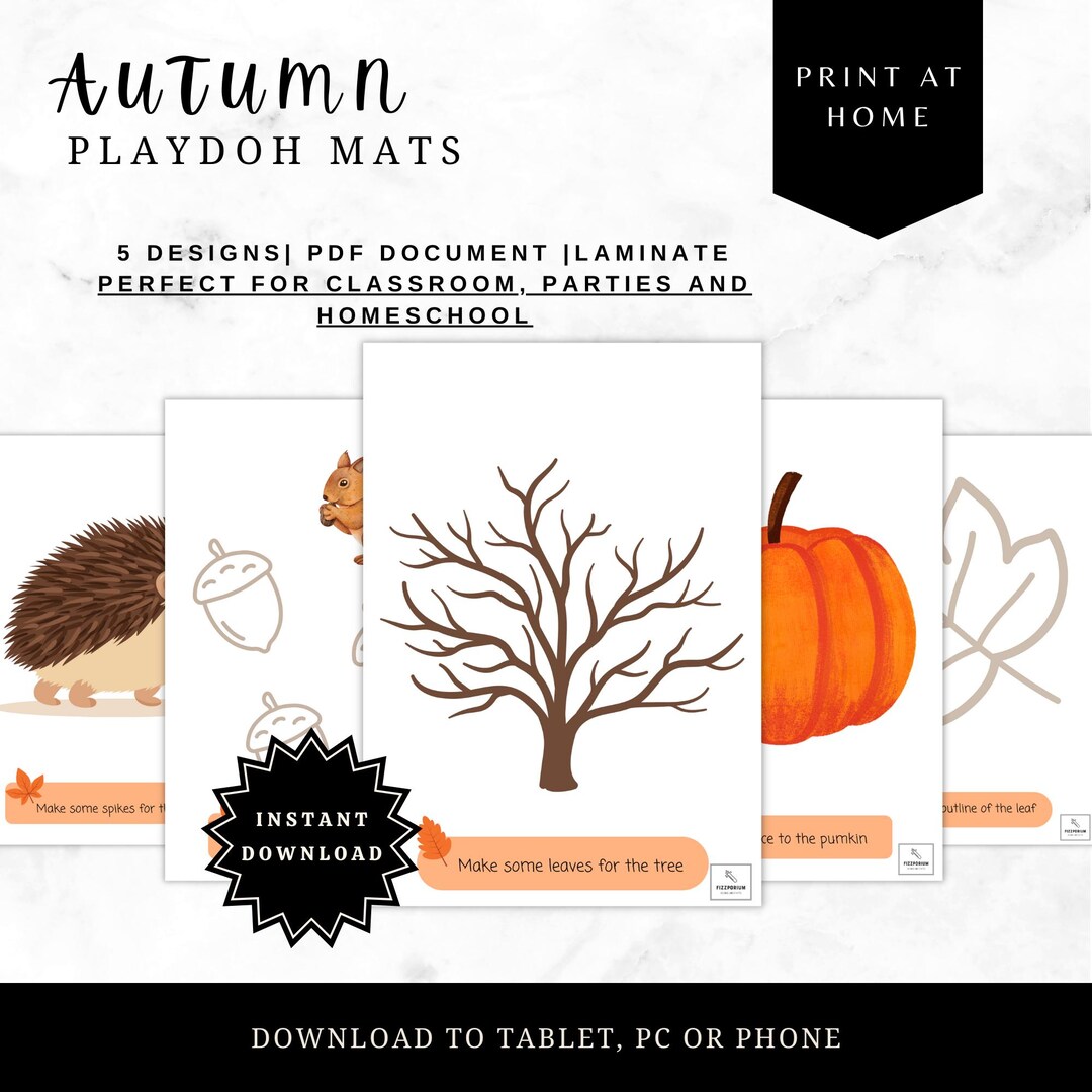 Autumn Playdough Mats Printable - Etsy