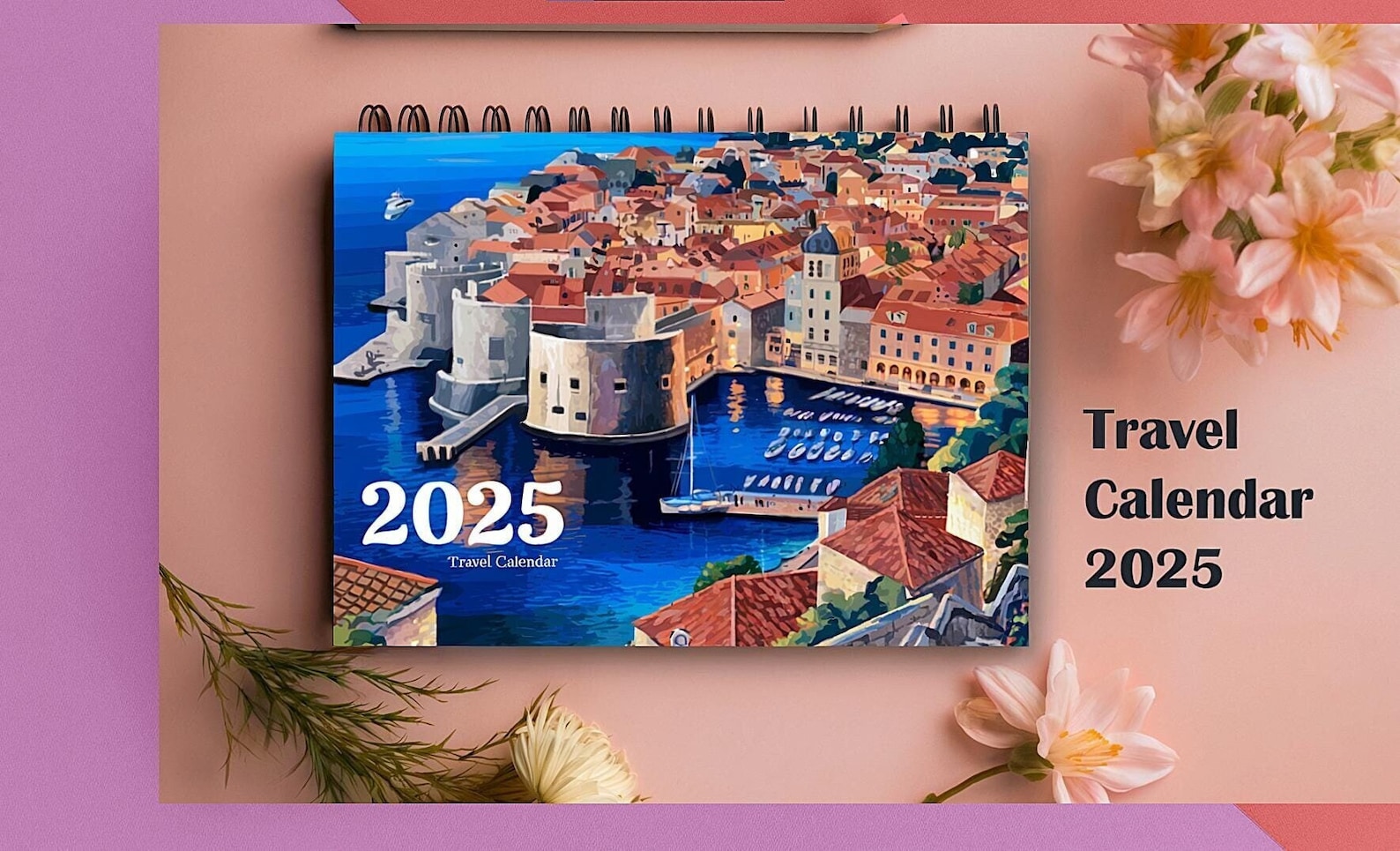 2025 Illustrated Travel Calendar, Landscapes & Iconic Wall Calendar ...