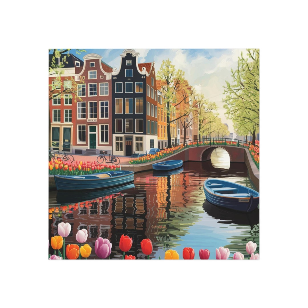 Amsterdam Canals Square Magnet – Iconic Dutch Souvenir for Home or ...