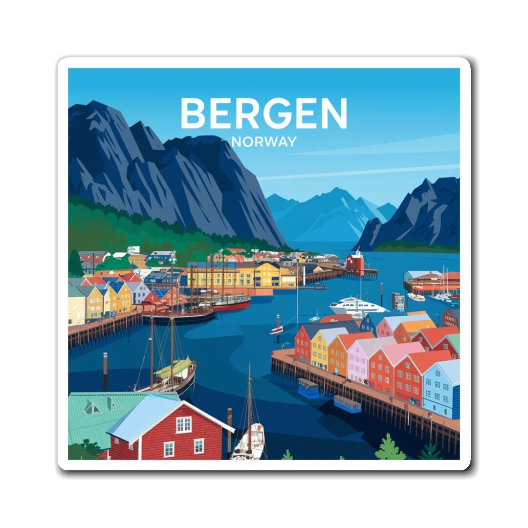 Bergen Norway Scenic Travel Magnet - Refrigerator Decor, Souvenir Gift ...