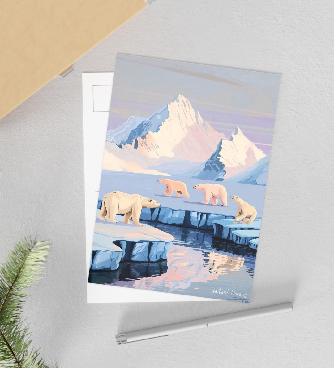 Svalbard Polar Bear Postcard - Arctic Wildlife Scene, Norway Souvenir ...