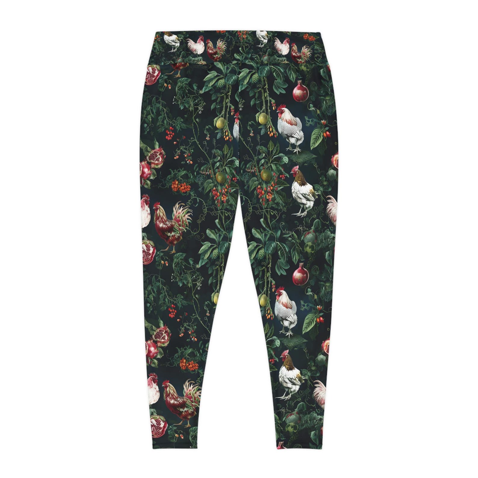 Botanical Illustration Exotic Fruits Chickens Plus Size Leggings ...