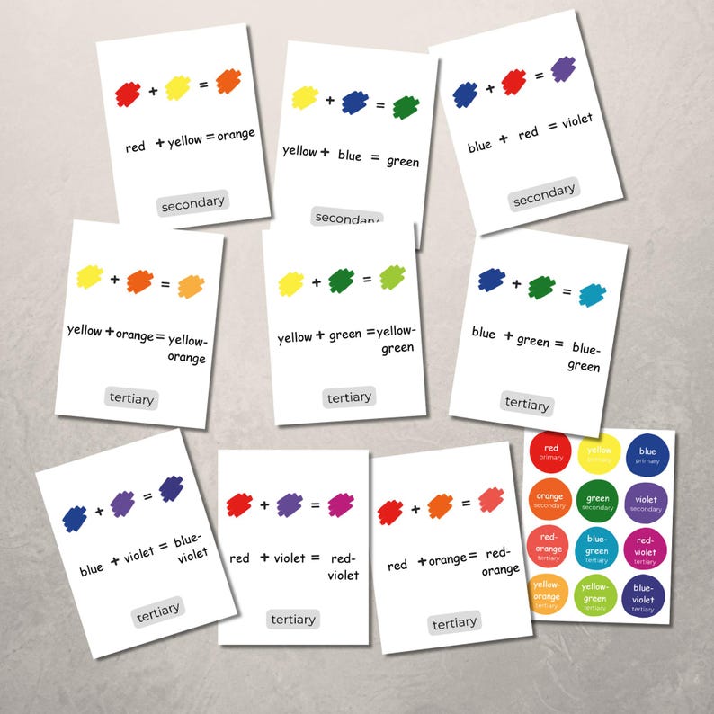 Color Wheel Cards 32 Digital Download Only Printable Color Theory ...