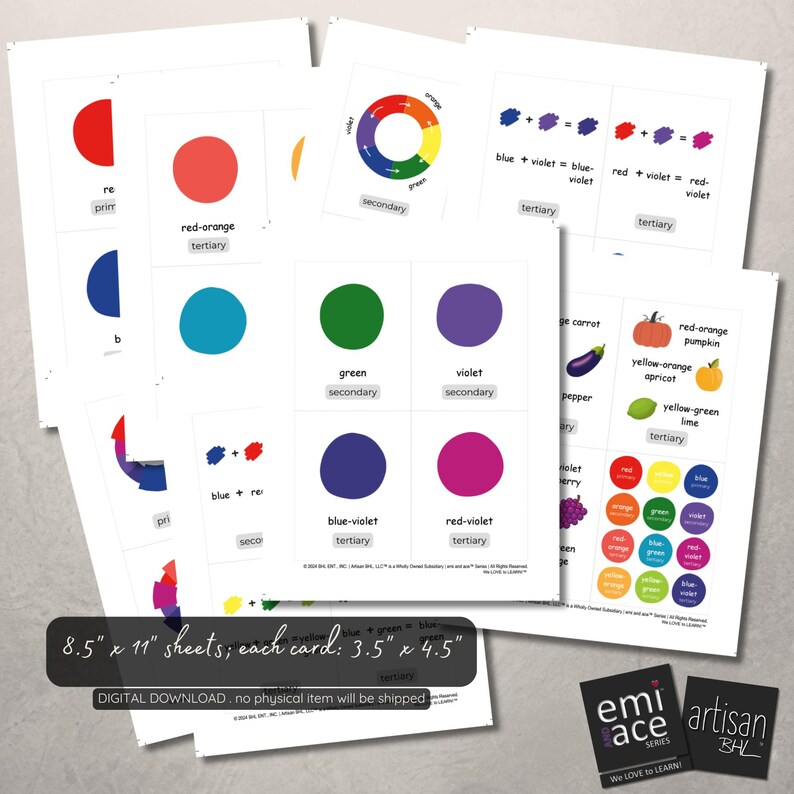 Color Wheel Cards (32) | Digital Download Only | Printable | Color ...
