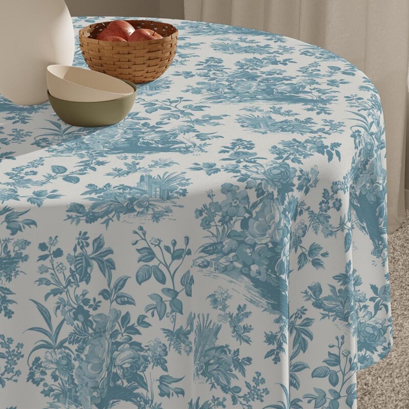 Light Blue Toile Tablecloth - Etsy