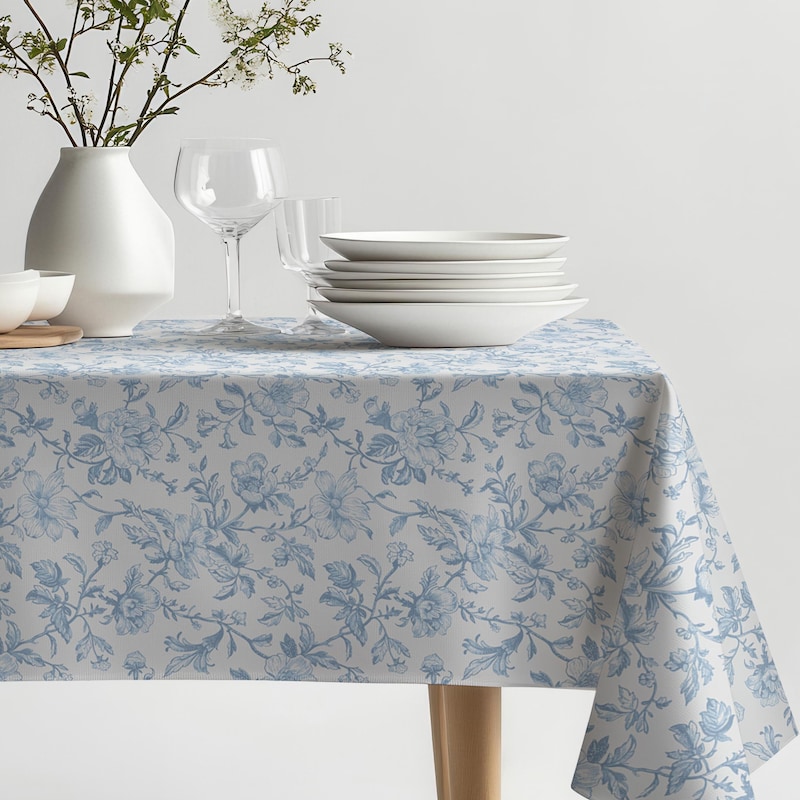 Light Blue Toile Fabric - Etsy