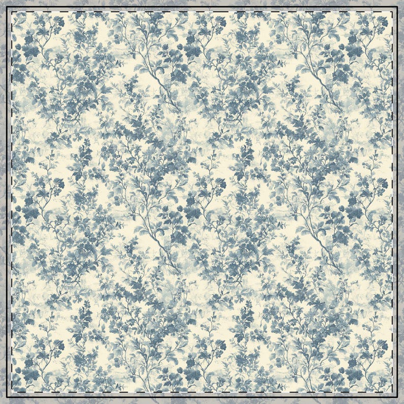 Blue Toile Floral Tablecloth | Cotton Table Linen With Vintage Charm ...
